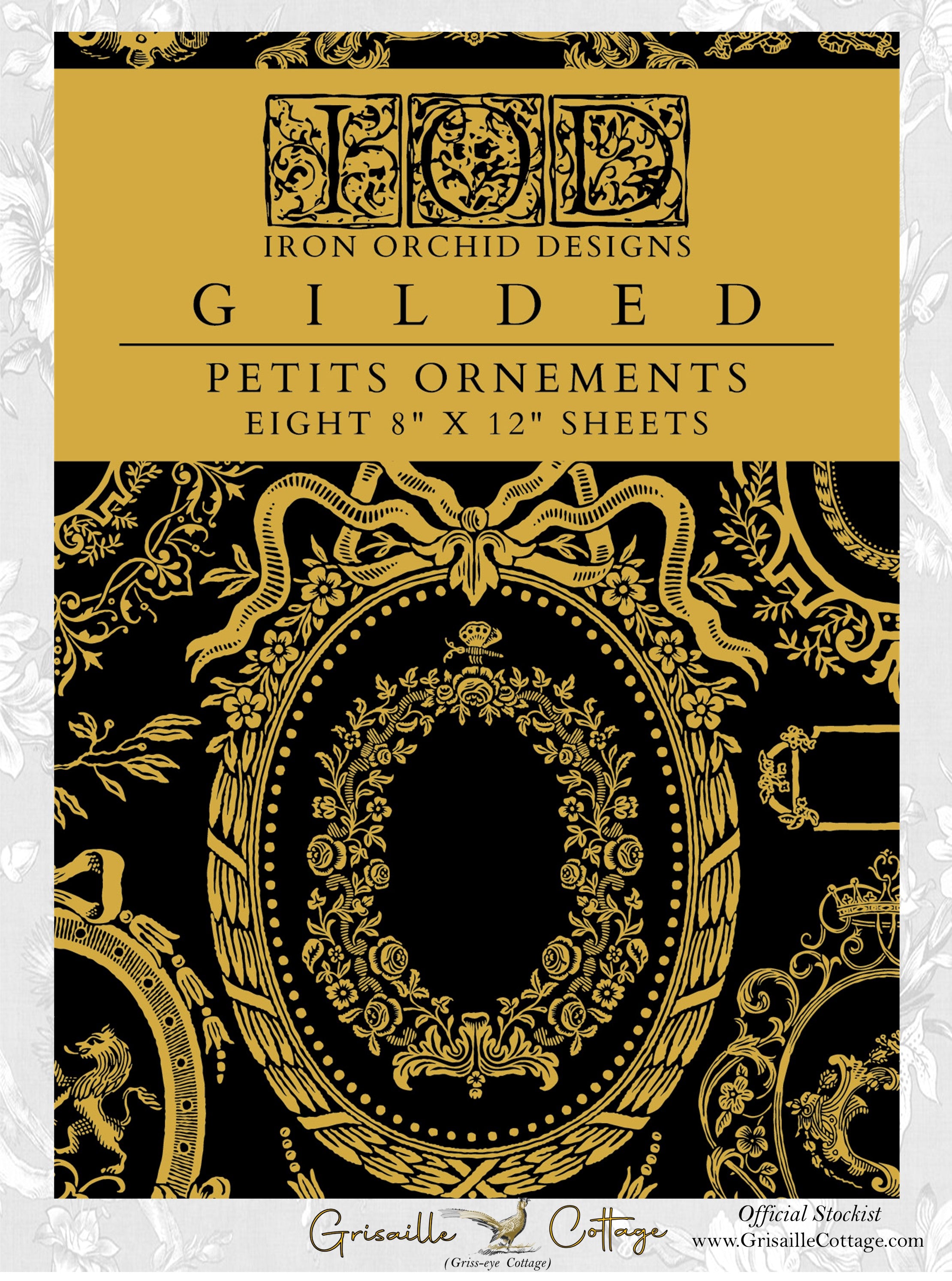 Petit Ornaments - Gilded Collection - 8 Sheet, 8x12 Pad IOD Decor Tran – Grisaille Cottage