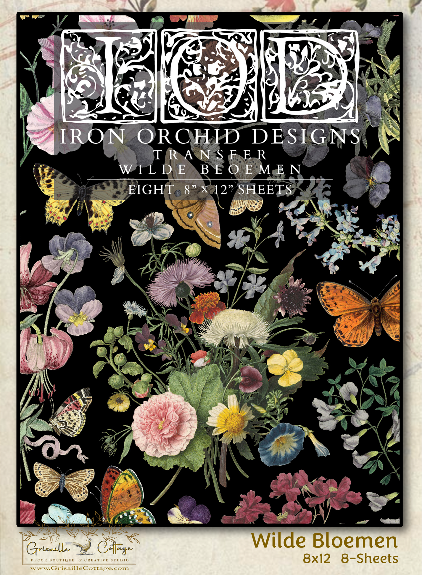 Wilde Bloemen - 8 Sheet, 8x12 Pad IOD Decor Transfer™ 2025